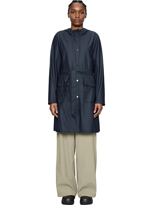 Rains Curve Long Jacket - Navy
