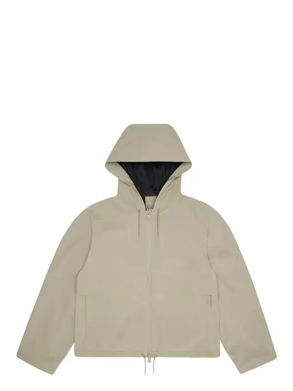 Rains Suva Hardshell Cropped Jacket With Drawstring Hood And Zip Pockets - Beige