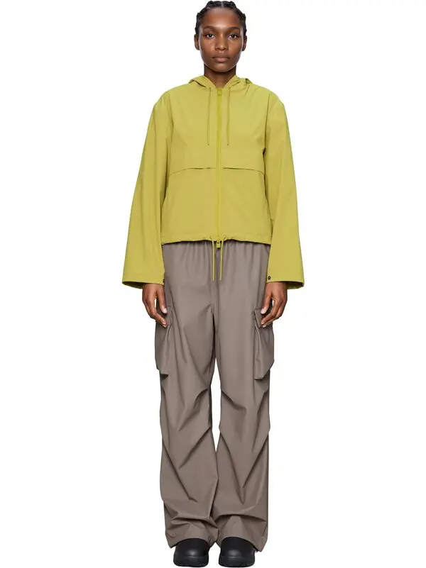 Rains Suva Hardshell Cropped Jacket With Drawstring Hood And Zip Pockets - Glow