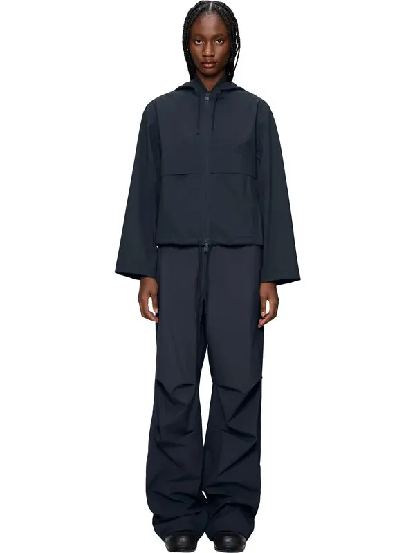 Rains Suva Hardshell Cropped Jacket With Drawstring Hood And Zip Pockets - Navy