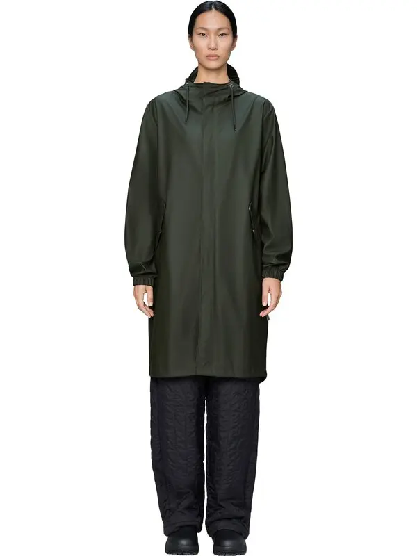 Rains Fishtail Parka, Waterproof, Hooded, Long Sleeve - Green