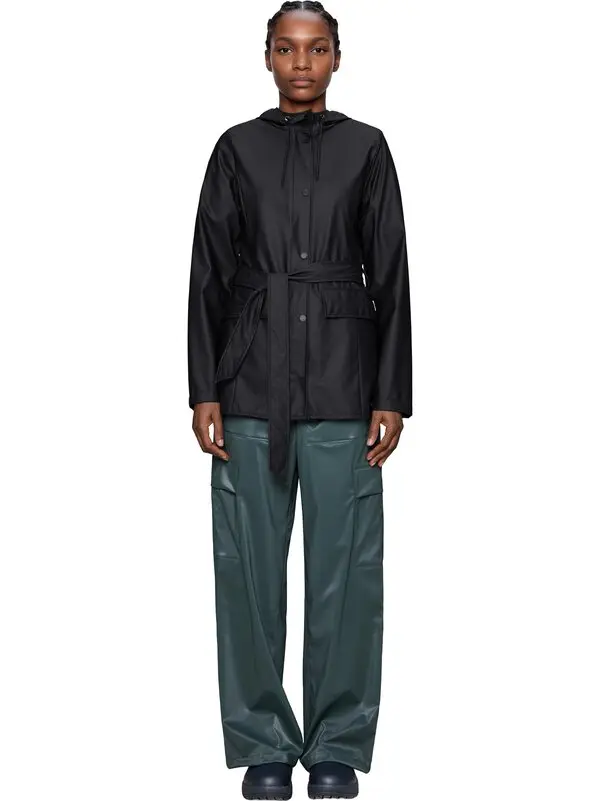 Rains Belted Curve Jacket - Black