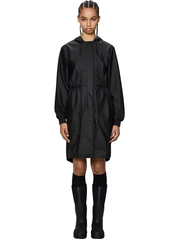 Rains String W Parka A Luxe-sport Fishtail Design - Black