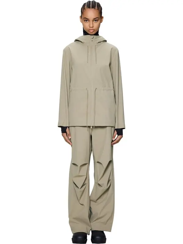 Rains Suva Hardshell String W Jacket Waterproof Hooded Rainwear - Beige