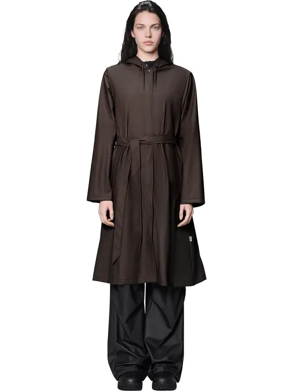 Rains A-line Longer Waterproof Jacket - Bark