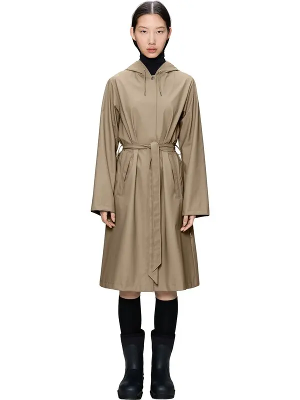 Rains A-line Longer Waterproof Jacket - Beige
