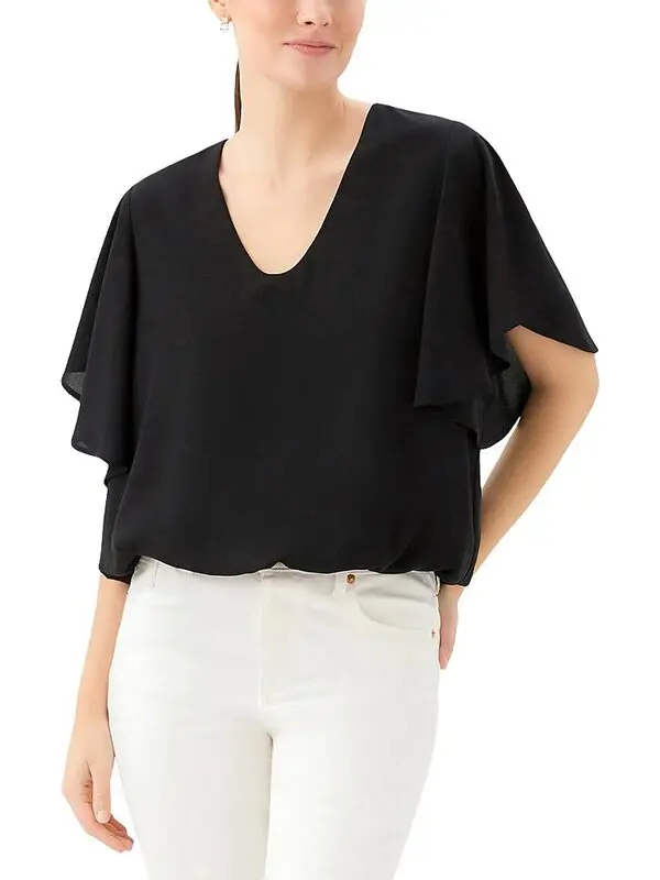 Karen Kane Flutter Sleeve V-neck Top - Black