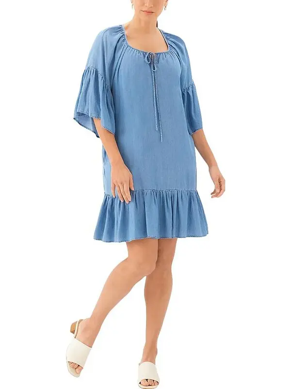 Karen Kane Ruffled Hem Dress - Chambray