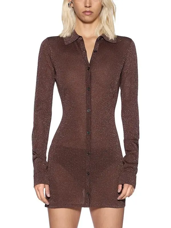 Ksubi Devin Long Sleeve Shirt Dress - Stone