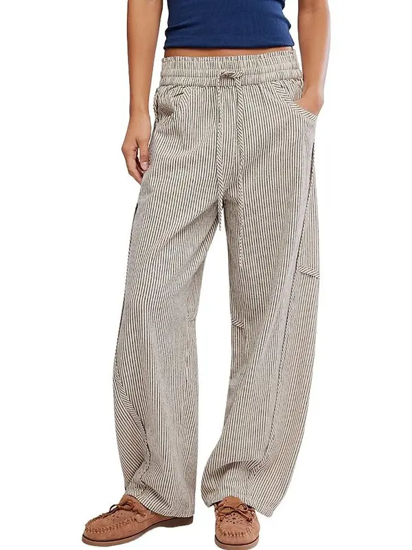 Free People Striped Wide-leg Trousers - Ivory Combo