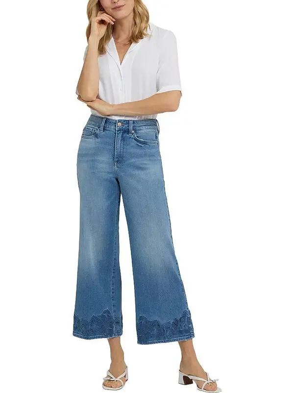 NYDJ Petites Teresa Wide Leg Ankle Jeans - Port Sea