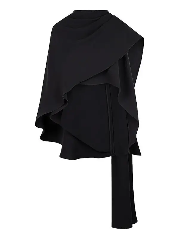 HEIRLOME Colette Draped Silk Top - Black