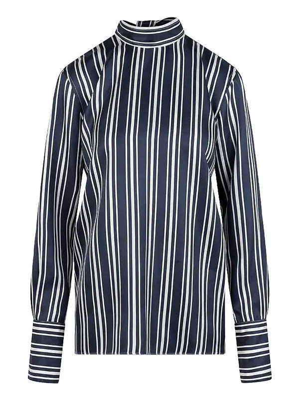 HEIRLOME Cora Stripe Silk Top - Navy/ivory Stripe