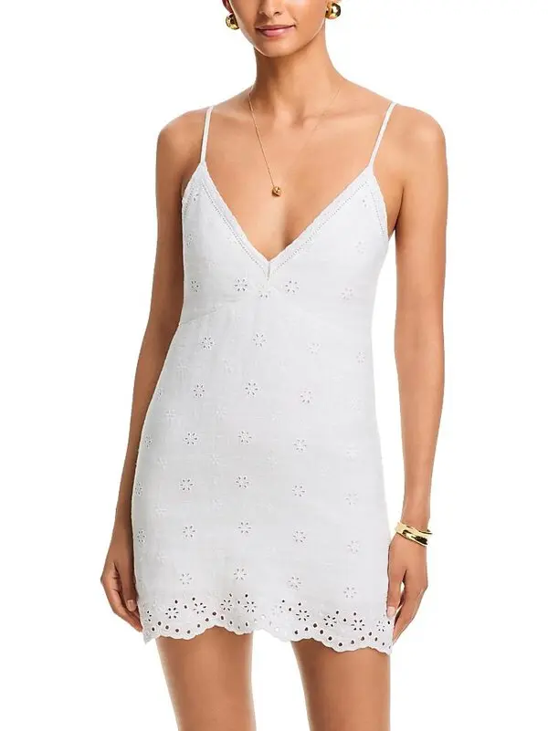 LoveShackFancy Becklyn Eyelet Mini Dress - Optic White