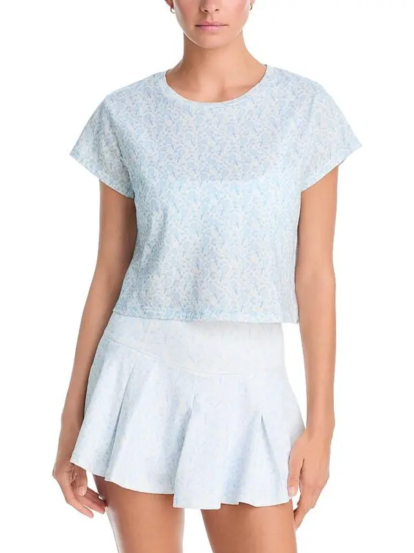 LoveShackFancy Rubin Cropped Tee - Blue Serve