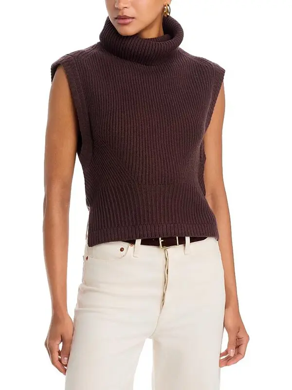 Simkhai Maple Turtleneck Ribbed Top - Chocolate