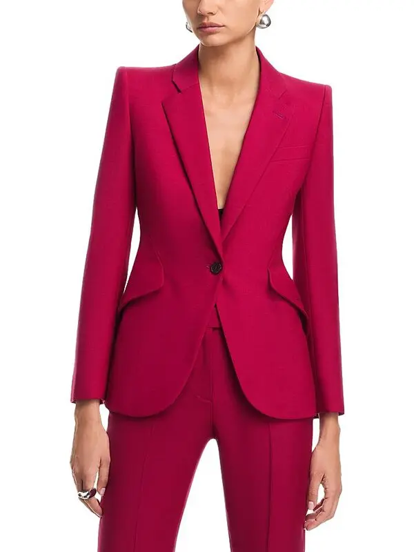 Alexander McQueen Wool Blend Blazer - Raspberry
