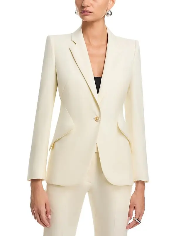 Alexander McQueen Single Breasted Fine Wool Blazer - Ivory