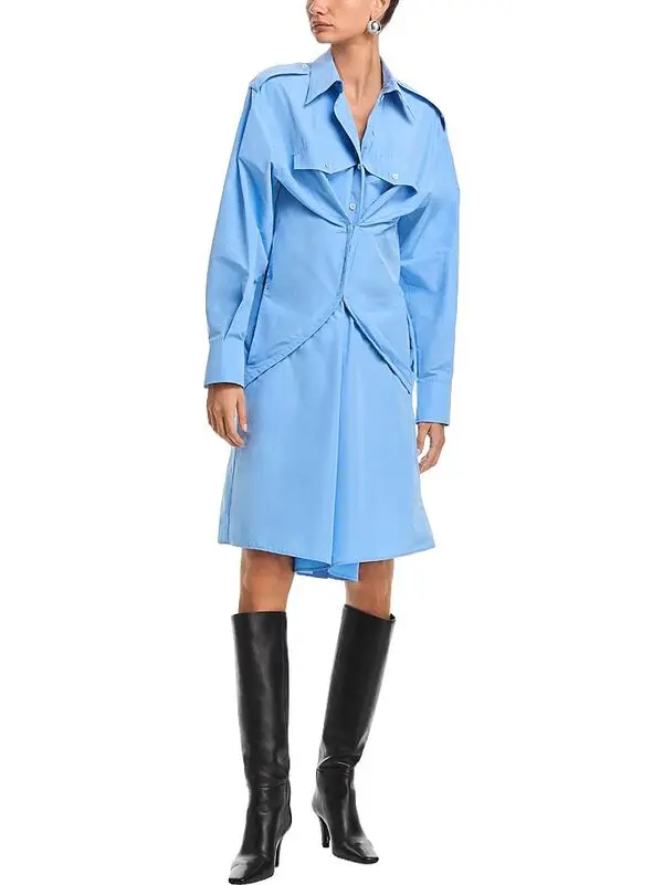 Alexander McQueen Gathered Shirt Dress - Navy