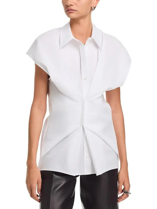 Alexander McQueen Gathered Short Sleeved Shirt - White