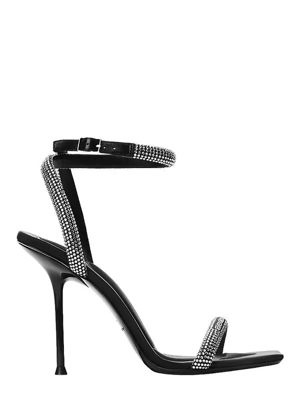 Alexander Wang Julie 105 Crystal Ankle Strap Sandals - Black/silver