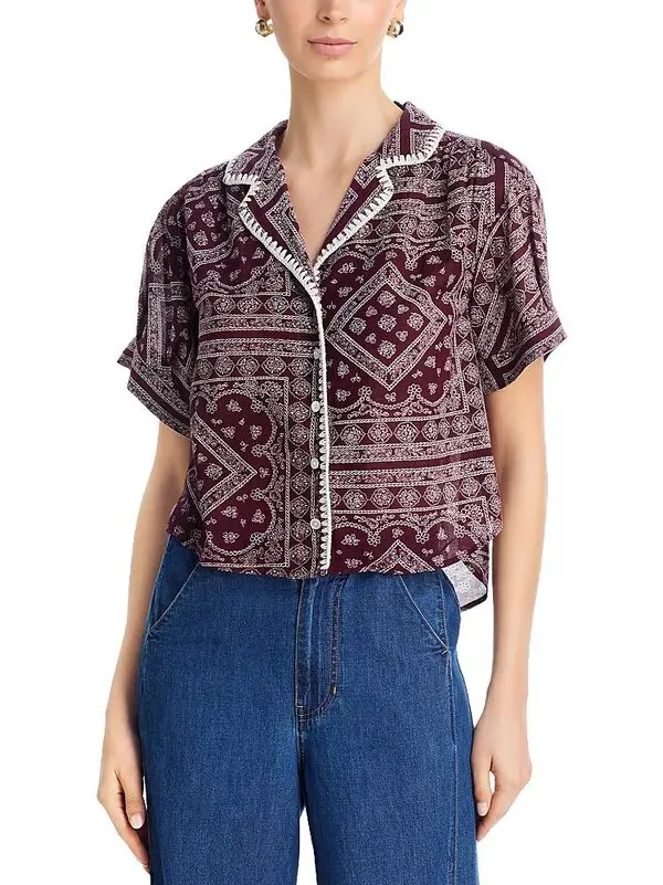 Veronica Beard Ilene Printed Cotton Blend Shirt - Raisin/dove