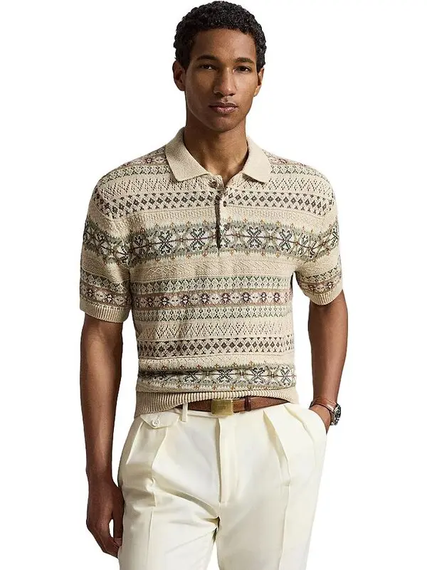 Polo Ralph Lauren Fair Isle Knit Polo Shirt - Beige
