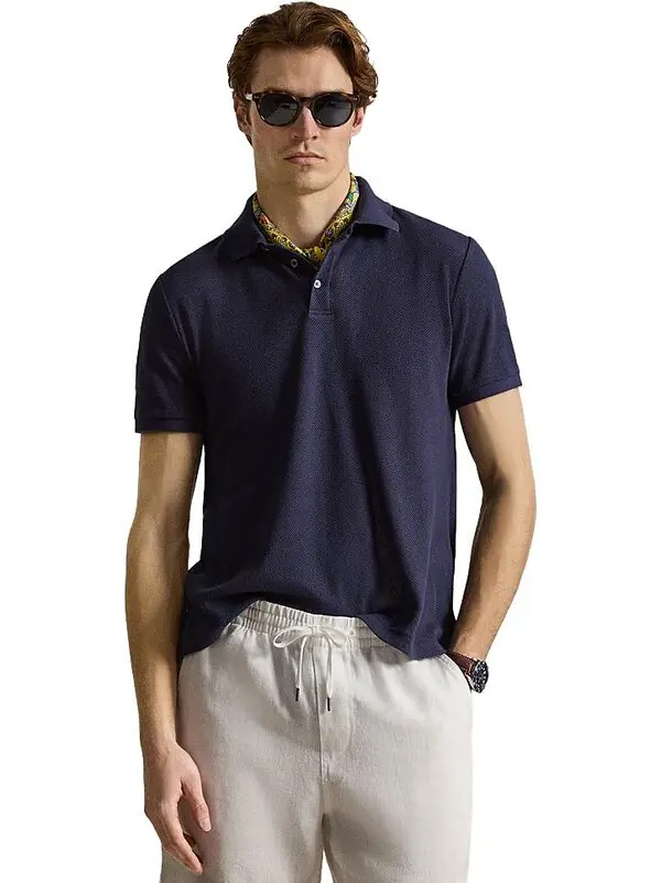 Polo Ralph Lauren Pointelle Jersey Polo Shirt - Navy