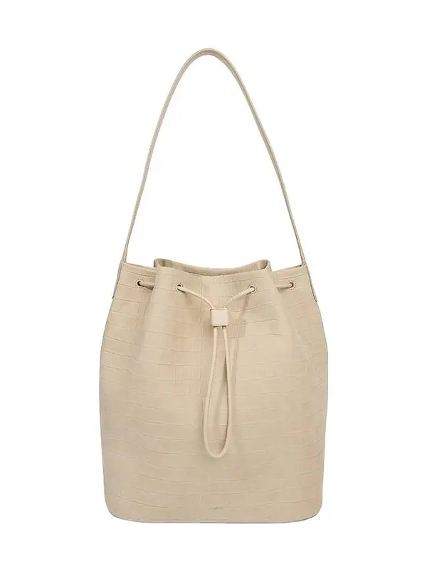 Vince Sarai Embossed Leather Bucket Bag - Marzipan