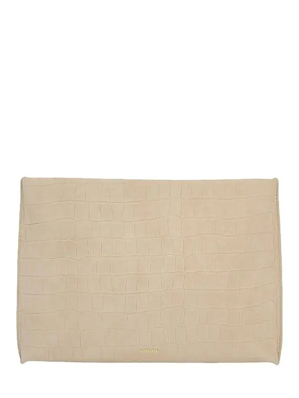 Vince Embossed Leather Pouch - Marzipan