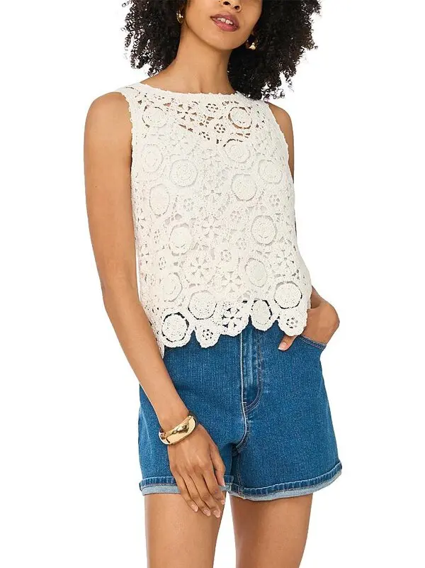 1.State Crocheted Tank Top - Antique White
