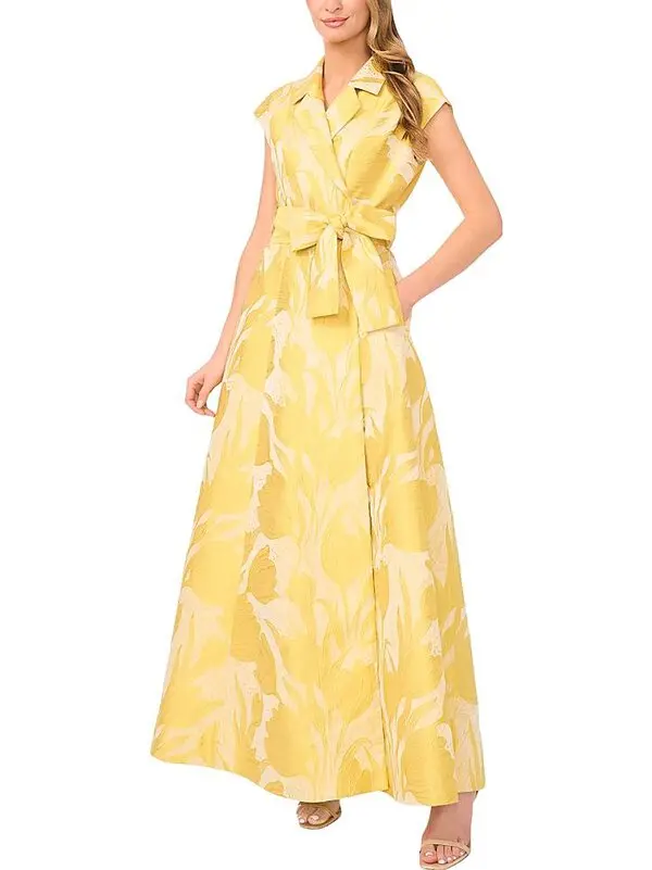 Ted Baker London Jordana Maxi Dress With Floral Print And Belted Waist - Corn Confection