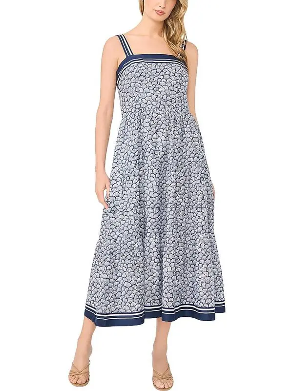 CECE DUPRAZ Square Neck Tiered Maxi Dress - Classic Navy