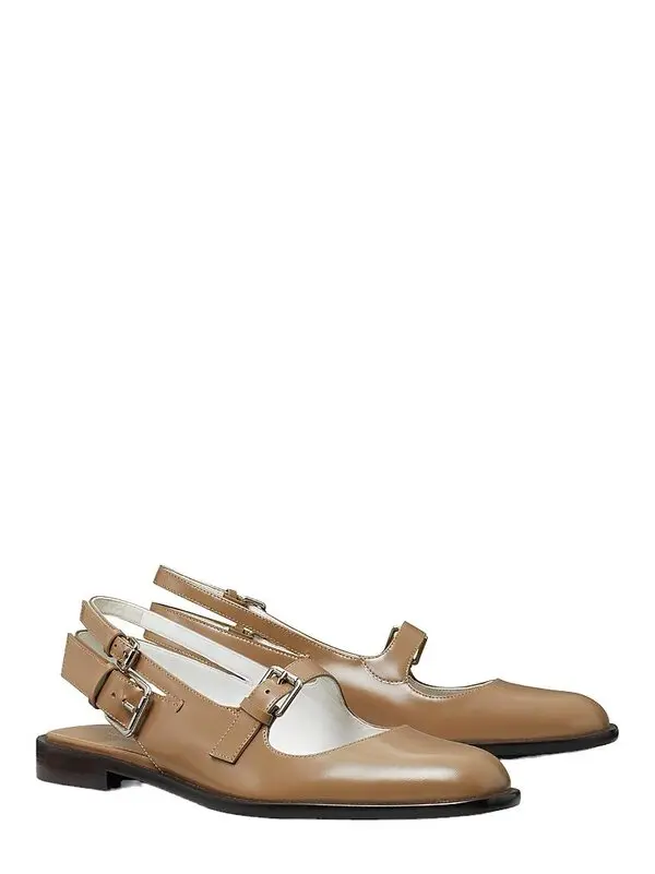 Tory Burch Multi Buckle Mary Jane Slingbacks - Light Chai
