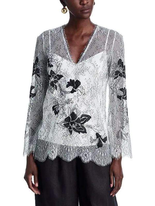 Kobi Halperin Devyn Lace Blouse - White/black
