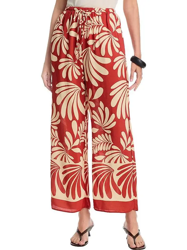 A.REN Acacia Wide Leg Printed Pants - Red