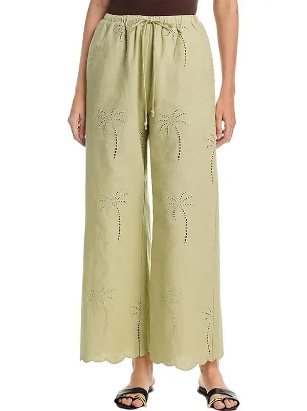 A.REN Ramona Drawstring Eyelet Pants - Sage Green