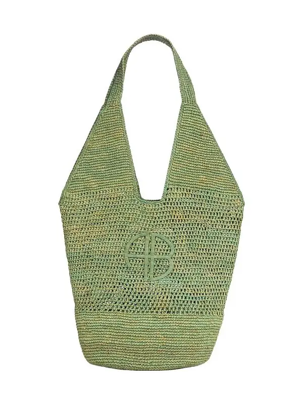 ANINE BING Leah Large Logo Crochet Hobo Bag - Green