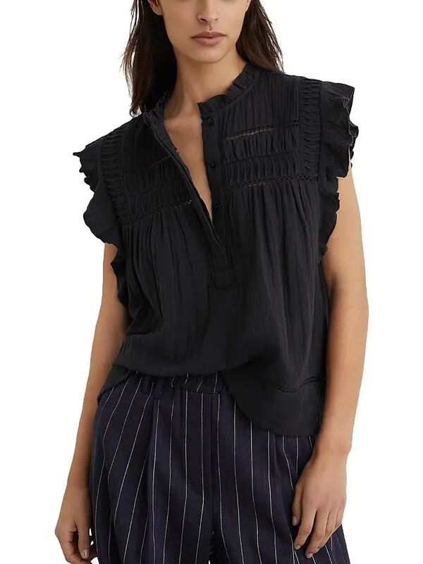 REISS Florie Cotton Top - Navy
