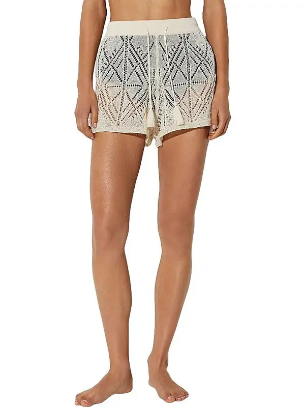 REISS Finty Knitted Shorts - Cream