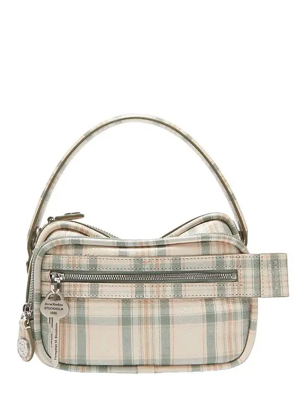 Acne Studios Camero Kit Check Print Leather Crossbody Bag - Green/oran