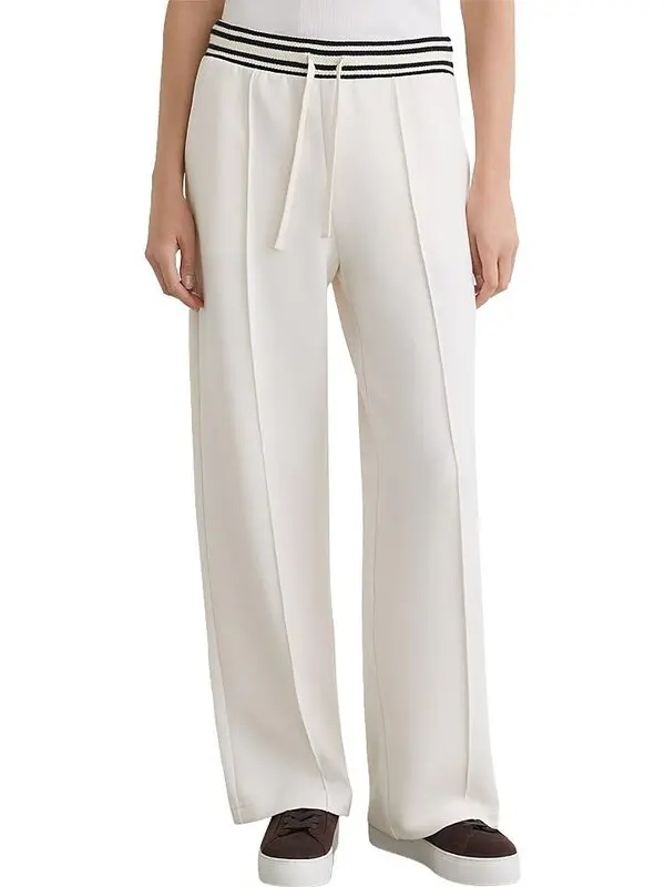 REISS Stripe Knit Drawstring Jogger Pants - Ivory