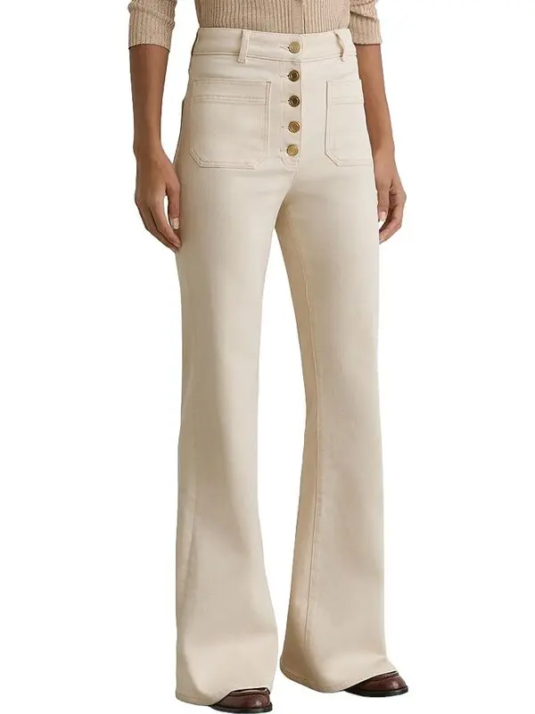 REISS Cali High Rise Flare Leg Jeans - Ecru