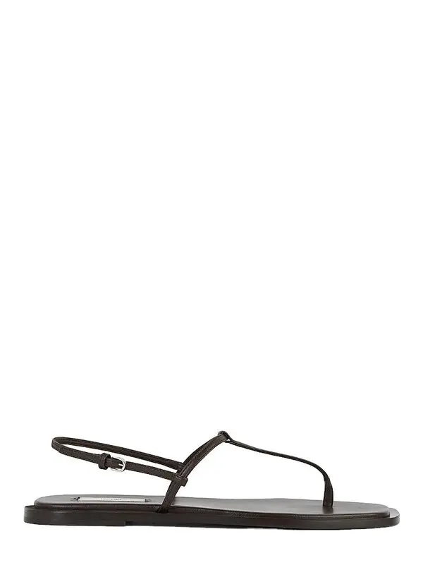 TOTEME T Strap Leather Sandals - Bark