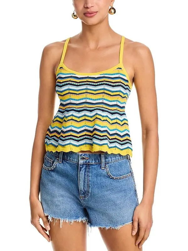 Ramy Brook Cecilia Chevron Knit Tank Top - Sunshine Chevron