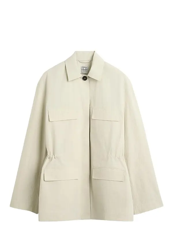 TOTEME Oversized Drawstring Cotton Twill Jacket - Oyster