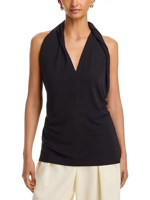TOTEME Twisted Jersey Halter Top - Black
