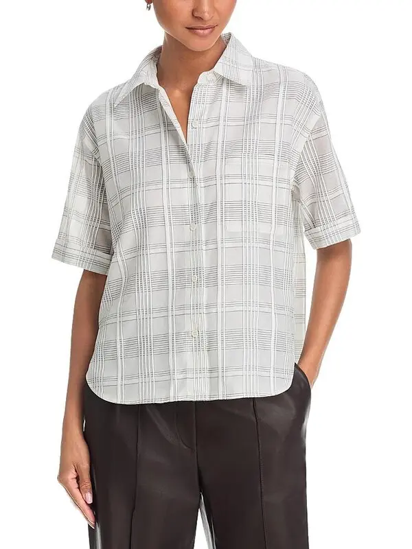 Rag & Bone Connie Short Sleeve Plaid Shirt - White Plaid