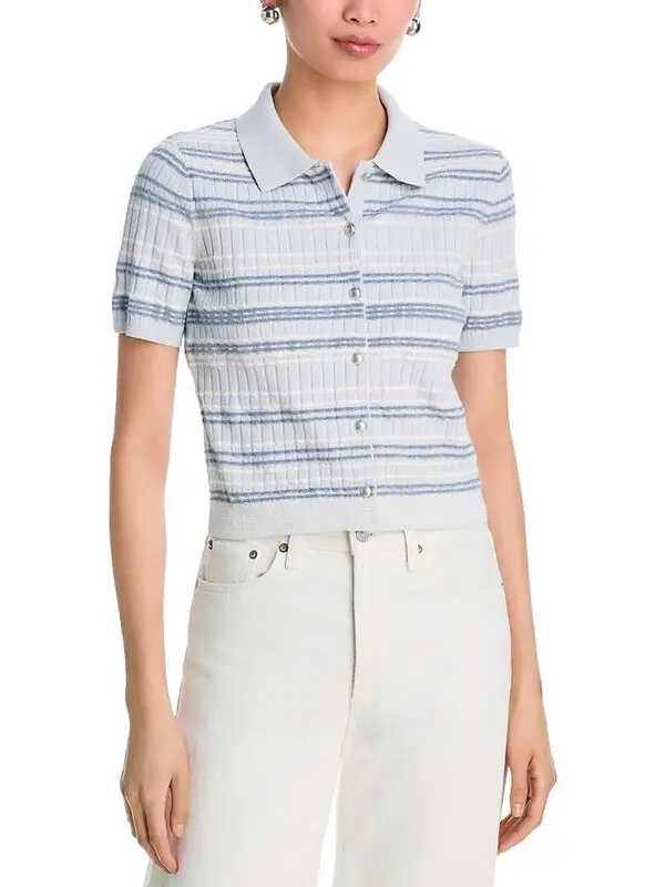 Rag & Bone Karina Stripe Cardigan Sweater - Light Blue