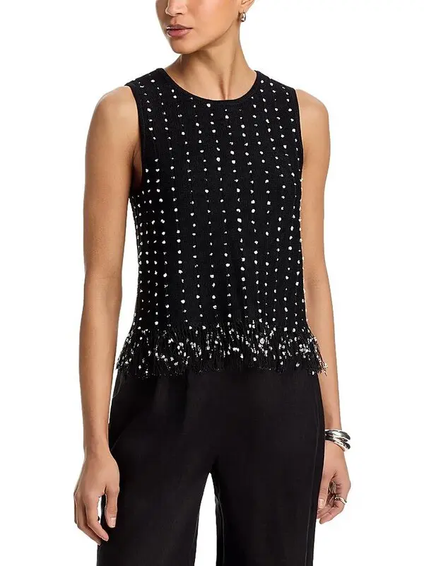 Rag & Bone James Embellished Fringe Tank Top - Black
